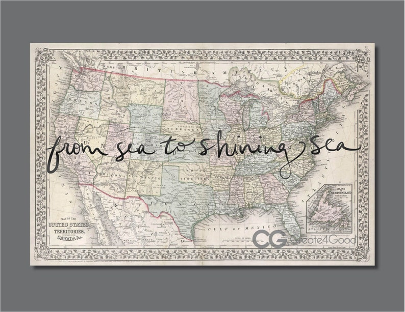 From Sea to Shining Sea Map // DIGITAL DOWNLOAD - Etsy