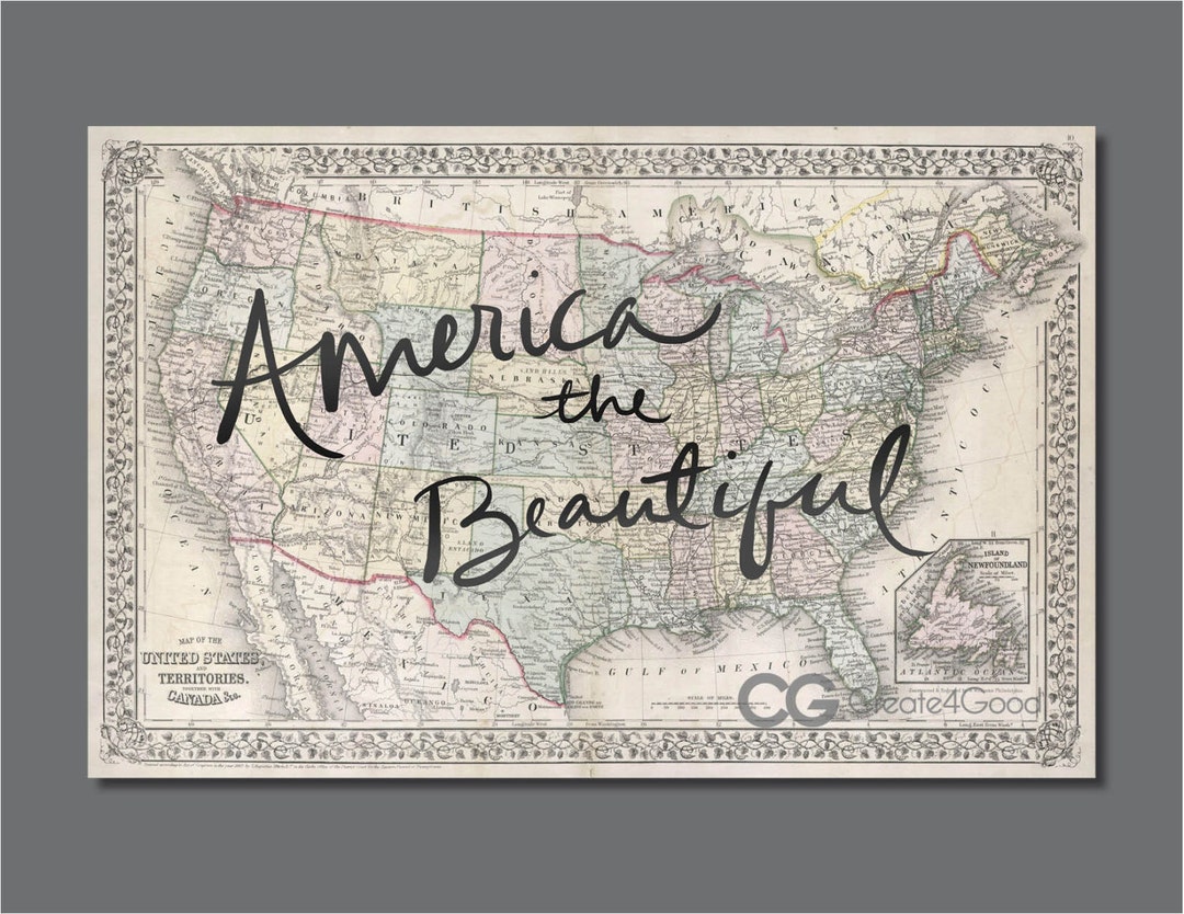 America the Beautiful Map // DIGITAL DOWNLOAD - Etsy