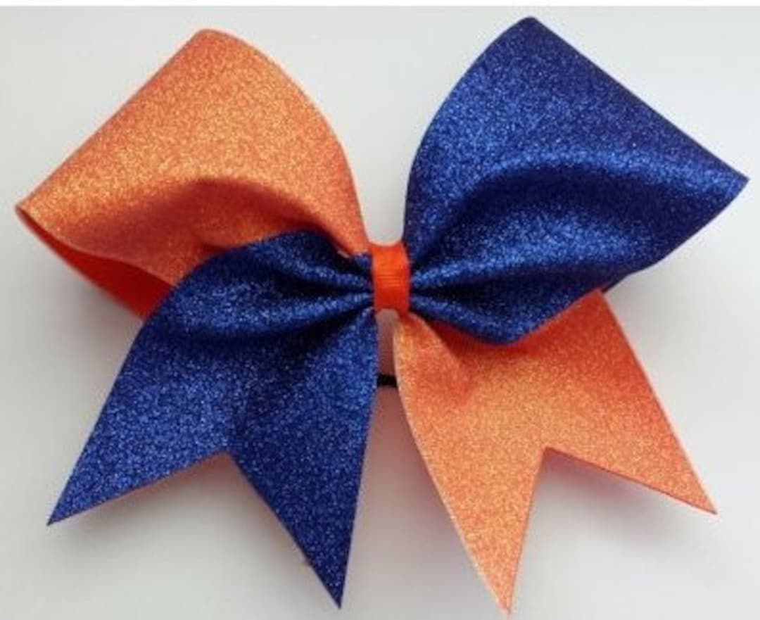 Hazel Cheer Bow Holo Orange and Royal Blue Glitter - Etsy
