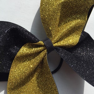 Hazel Cheer Bow in Black and Gold Glitter - Etsy