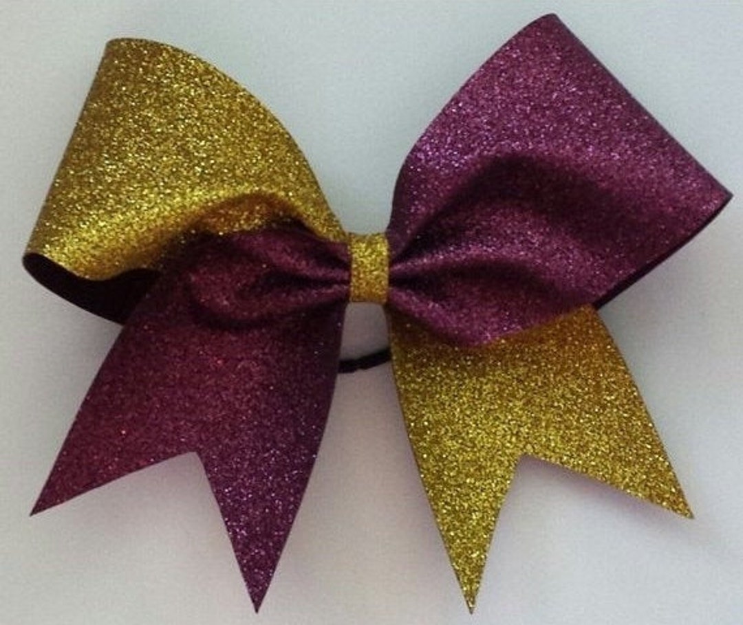 Hazel Cheer Bow in Gold and Burgundy Glitter - Etsy