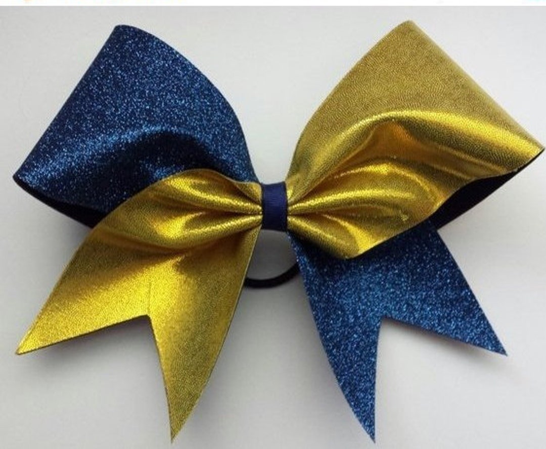 Navy Blue and Gold Cheer Bow - Etsy