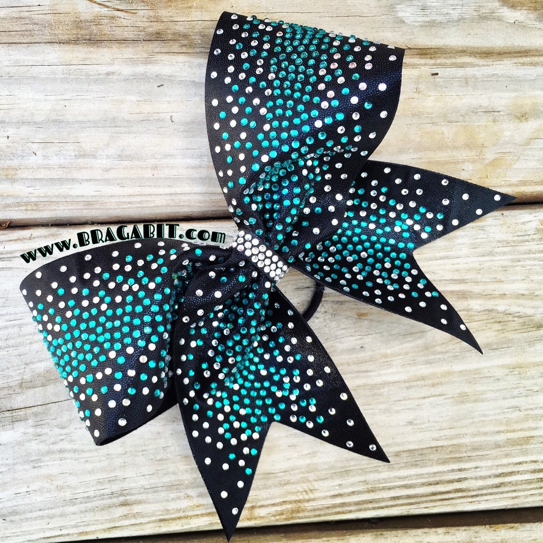 Alivia Rhinestone Cheer Bow With Teal Rhinestones - Etsy