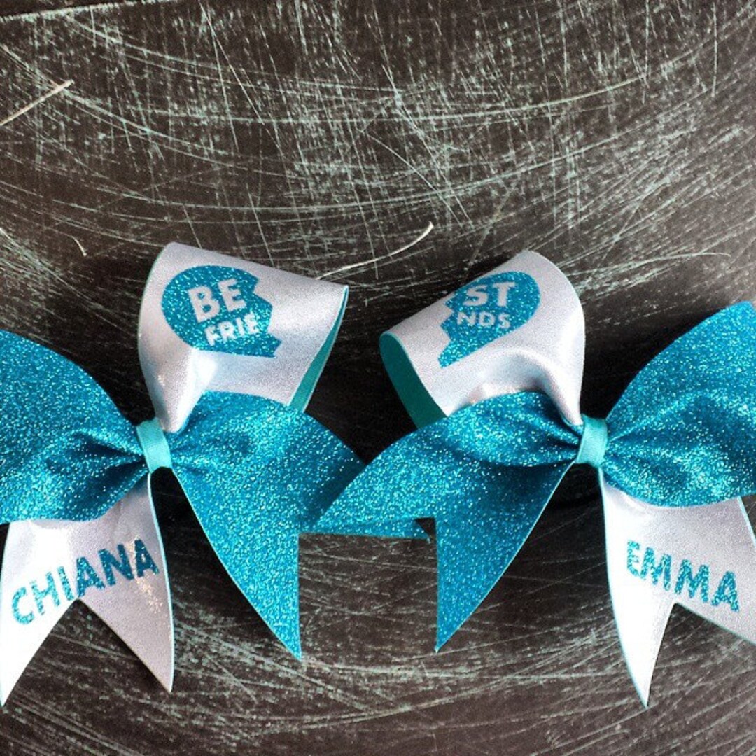 Best Friends Bows Style A in Aqua and Silver - Etsy