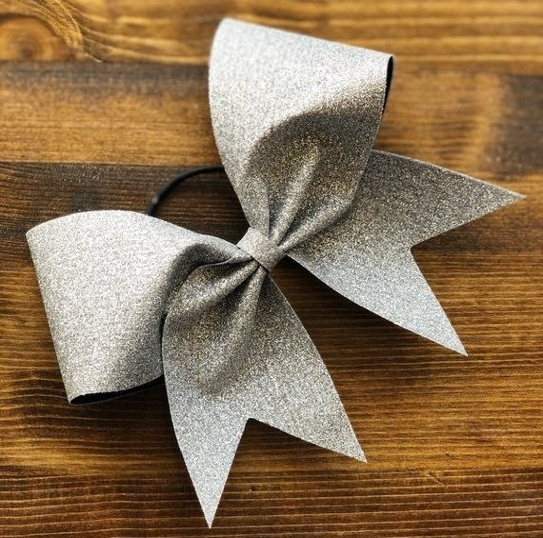 Adel Cheer Bow in Silver Glitter / Silver Glitter Bow / Glitter Cheer ...