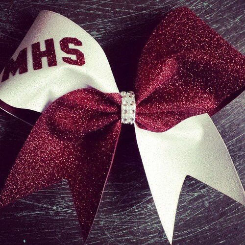 Hazel Cheer Bow in Burgundy and White Glitter - Etsy