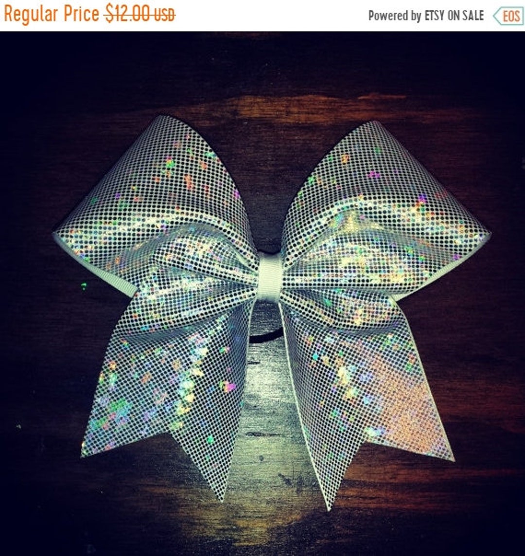 Sparkly White-silver Cheer Bow - Etsy