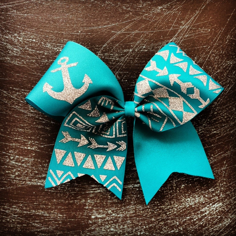 Teal Tribal Print Cheer Bow - Etsy