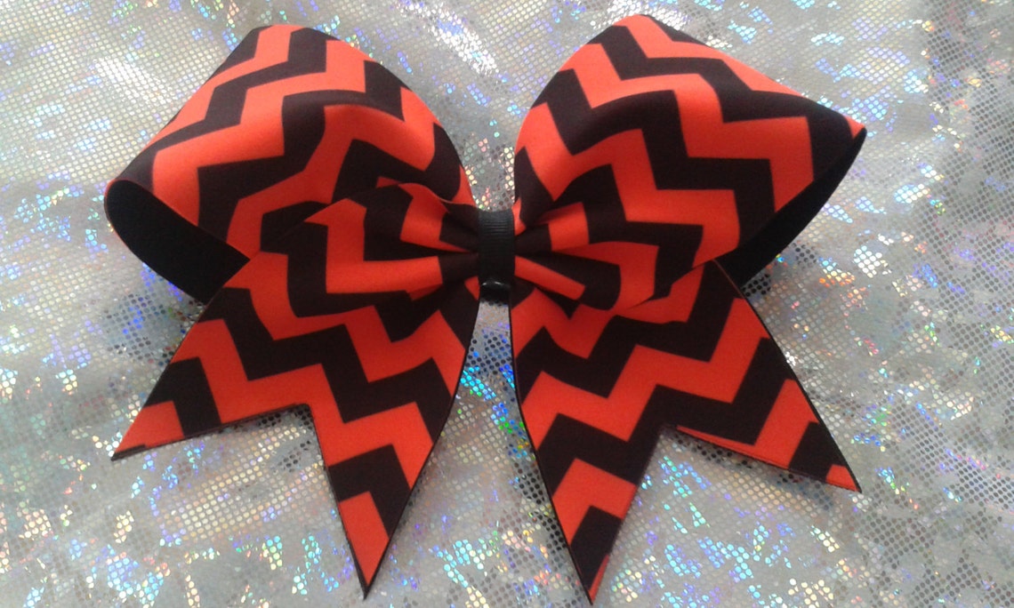 Orange and Black Chevron Cheer Bow - Etsy