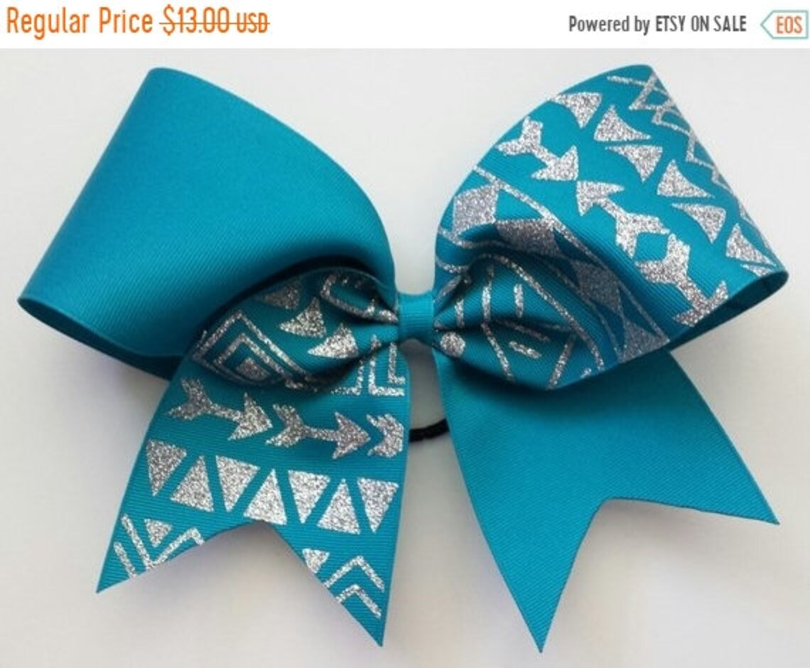 Teal Ribbon Tribal Print Cheer Bow - Etsy