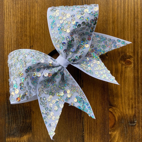 Silver Sequin Cheer Bows