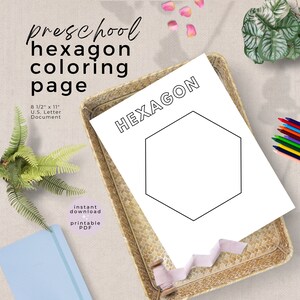 Hexagon Shape Coloring Page - Printable Preschool Hexagon Coloring ...