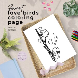 Cute Love Birds Coloring Page - Printable Love Birds Coloring Sheet ...