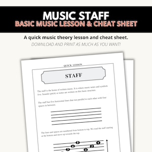 Basic Music Theory Lesson and Cheat Sheet: the Music Staff - Printable ...