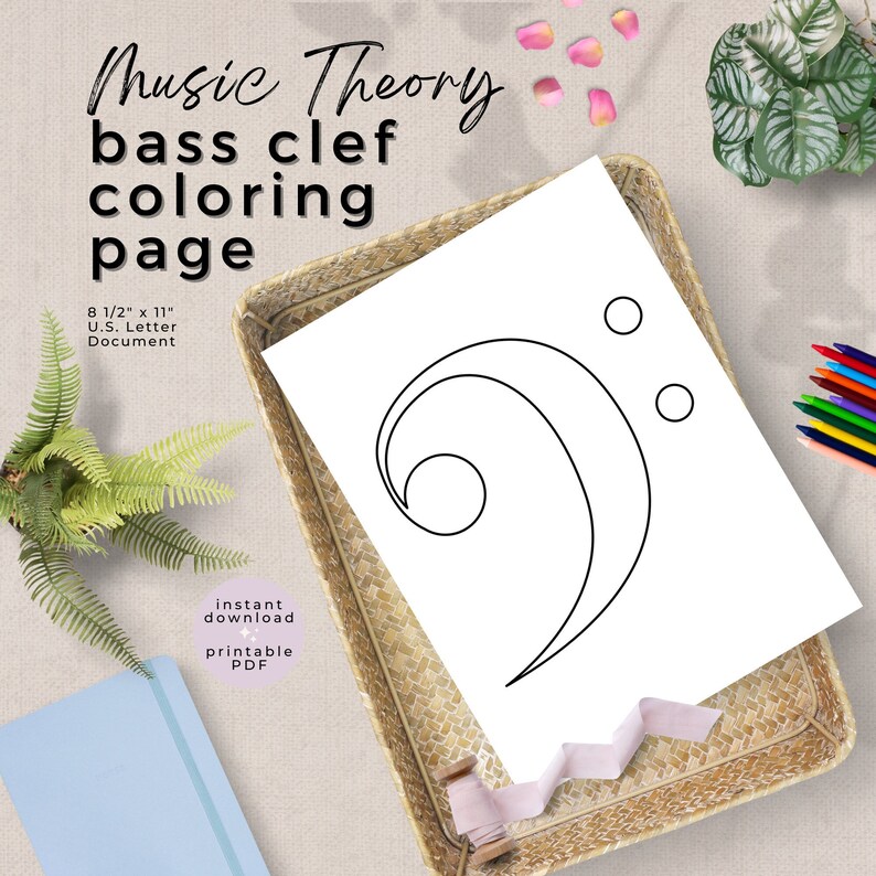 Bass Clef Coloring Page - Printable Bass Clef Sign Coloring Sheet ...
