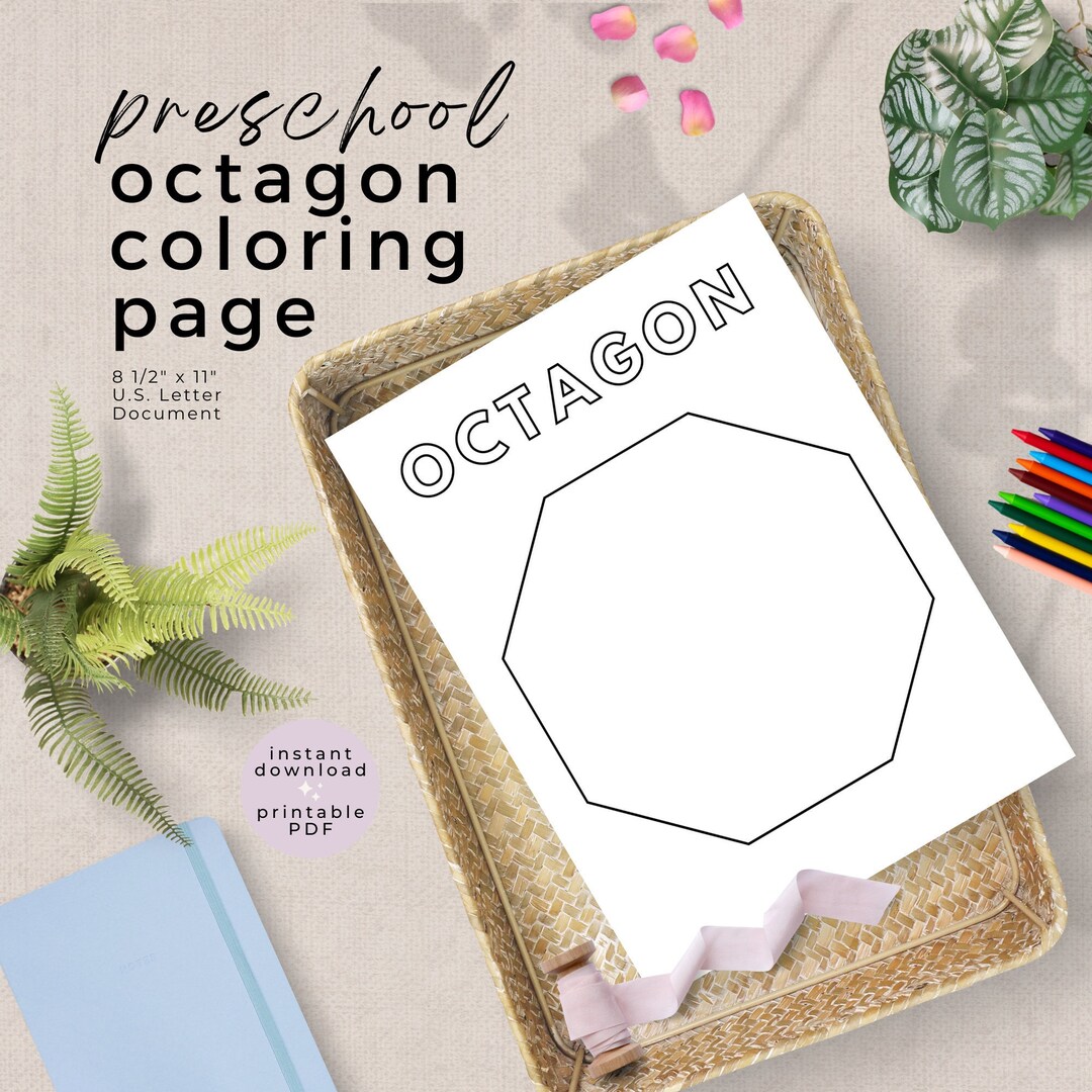 Octagon Coloring Page - Printable Preschool Shape Coloring Sheet - Easy ...