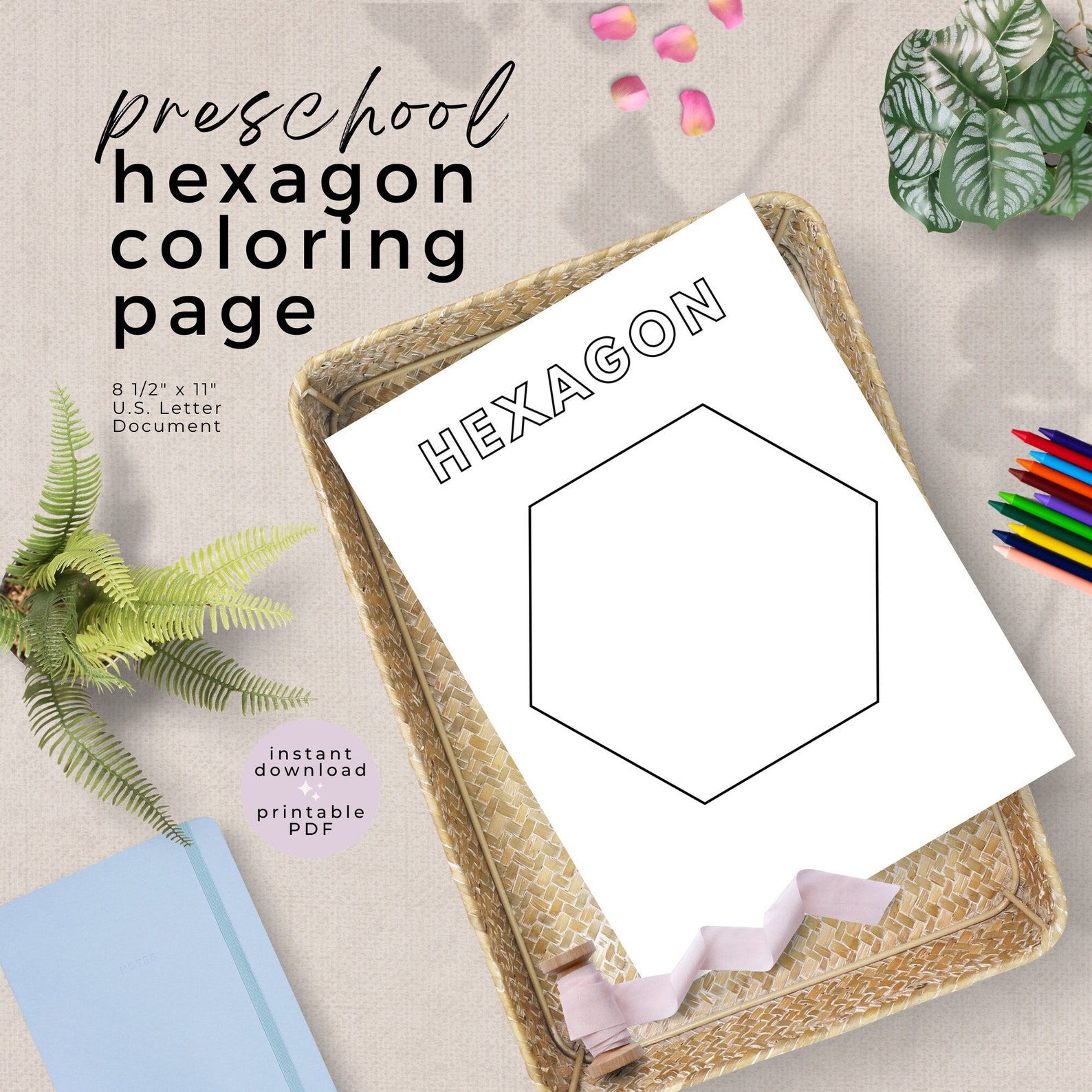 Hexagon Shape Coloring Page - Printable Preschool Hexagon Coloring ...