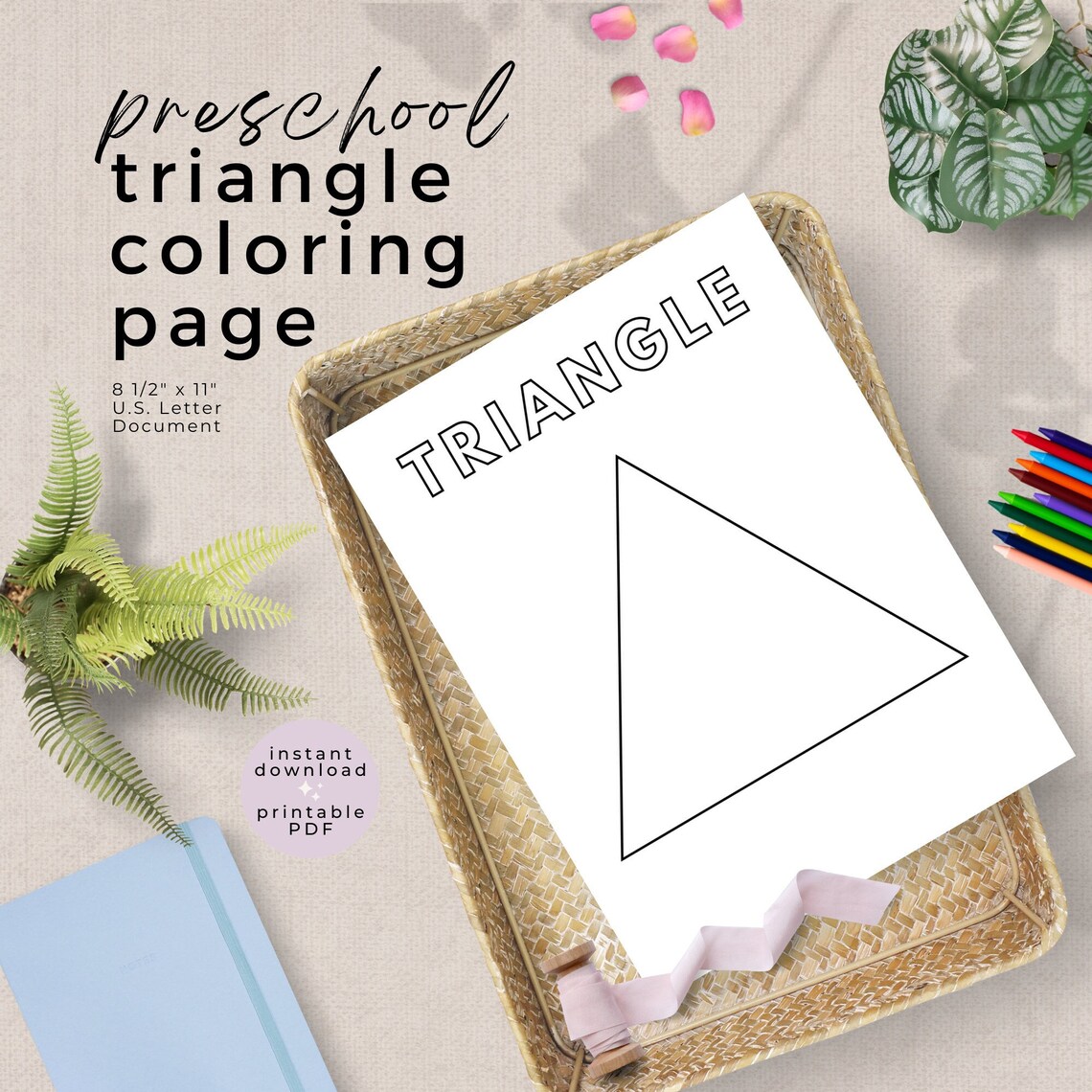 Triangle Shape Coloring Page - Printable Preschool Triangle Coloring ...