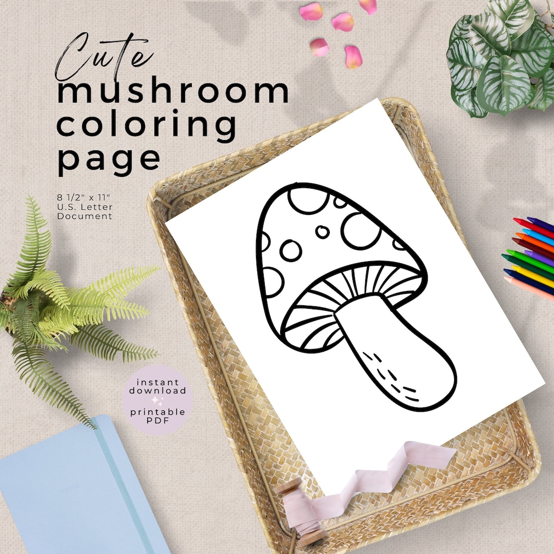 Cute Mushroom Coloring Page - Printable Mushroom Coloring Sheet ...
