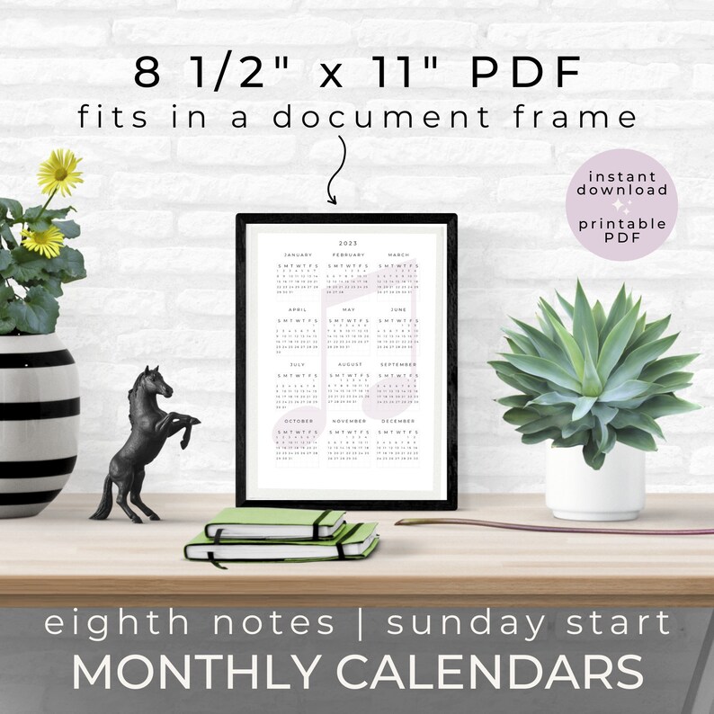 Printable Monthly Calendar 2023 Sunday Start - Eighth Notes Rose ...