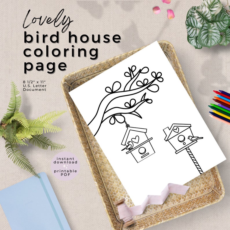 Bird House Coloring Page - Printable Birdhouse Coloring Sheet - Cute ...