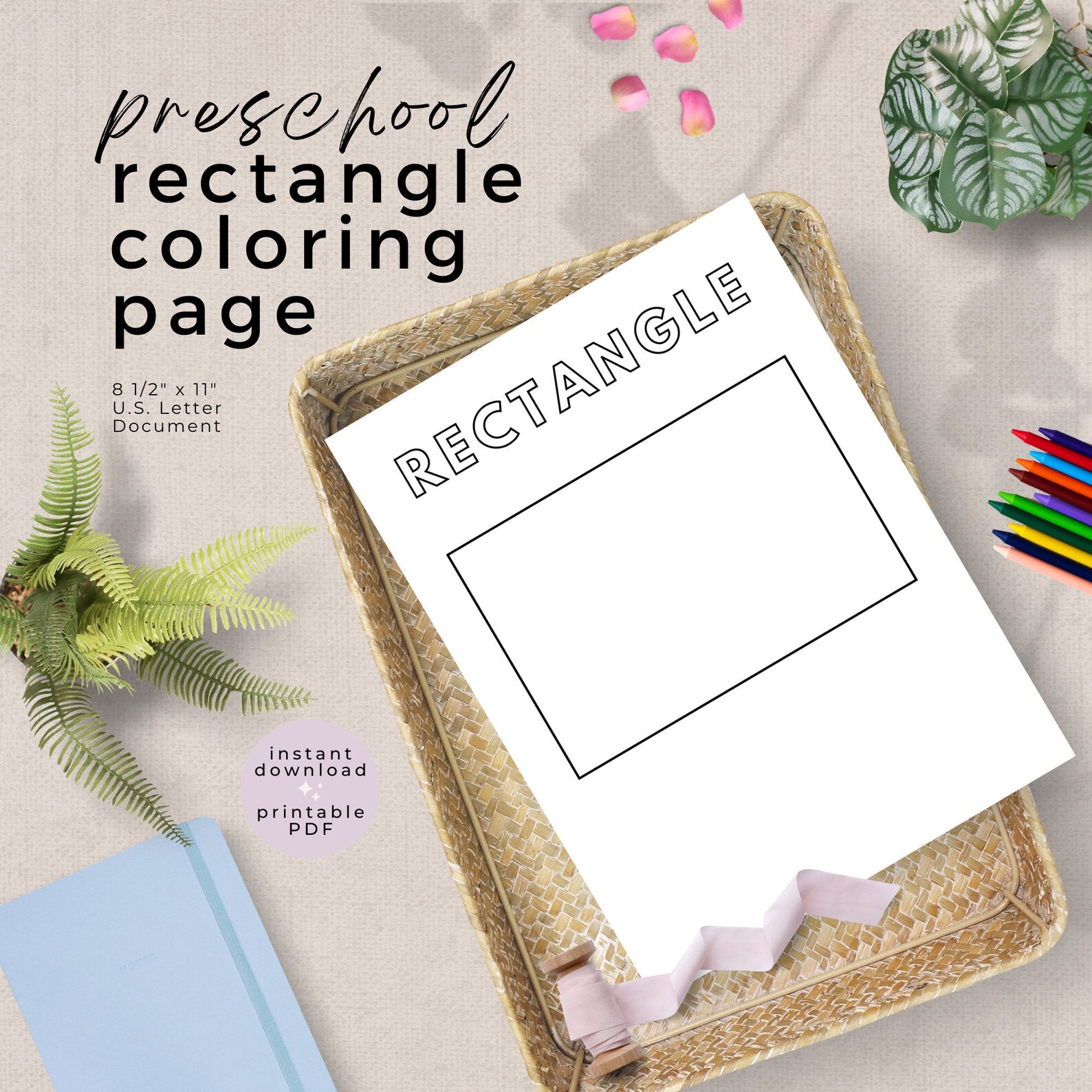 Rectangle Shape Coloring Page - Printable Preschool Rectangle Coloring ...