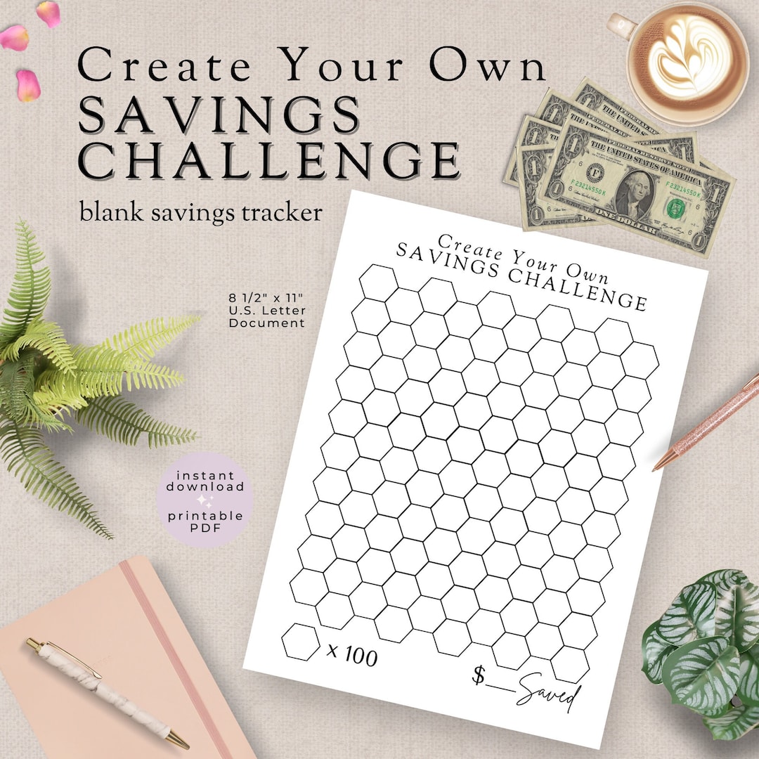 Printable Money Saving Challenge - Blank Honeycomb Savings Tracker PDF ...