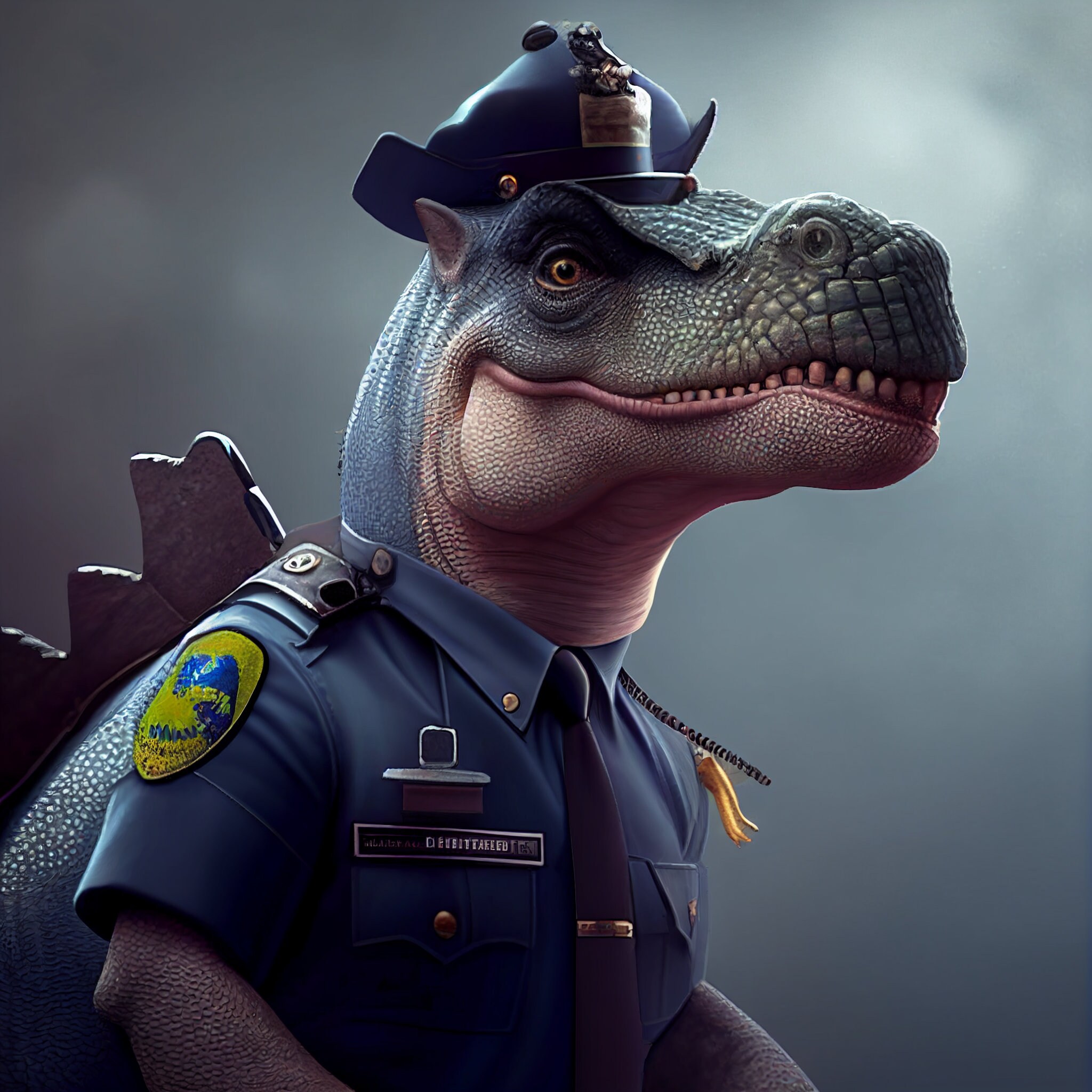 Dinosaur T-rex Police Officer - Digital AI Art - Etsy