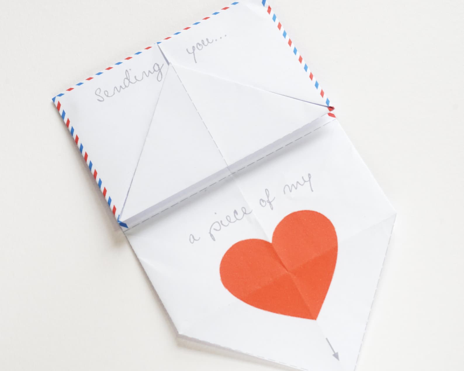 Printable DIY Valentine piece of My Heart Folded School Note Card ...