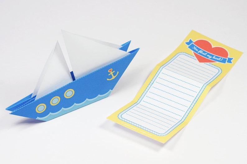 Printable DIY Origami Paper Love Boat Card - Etsy