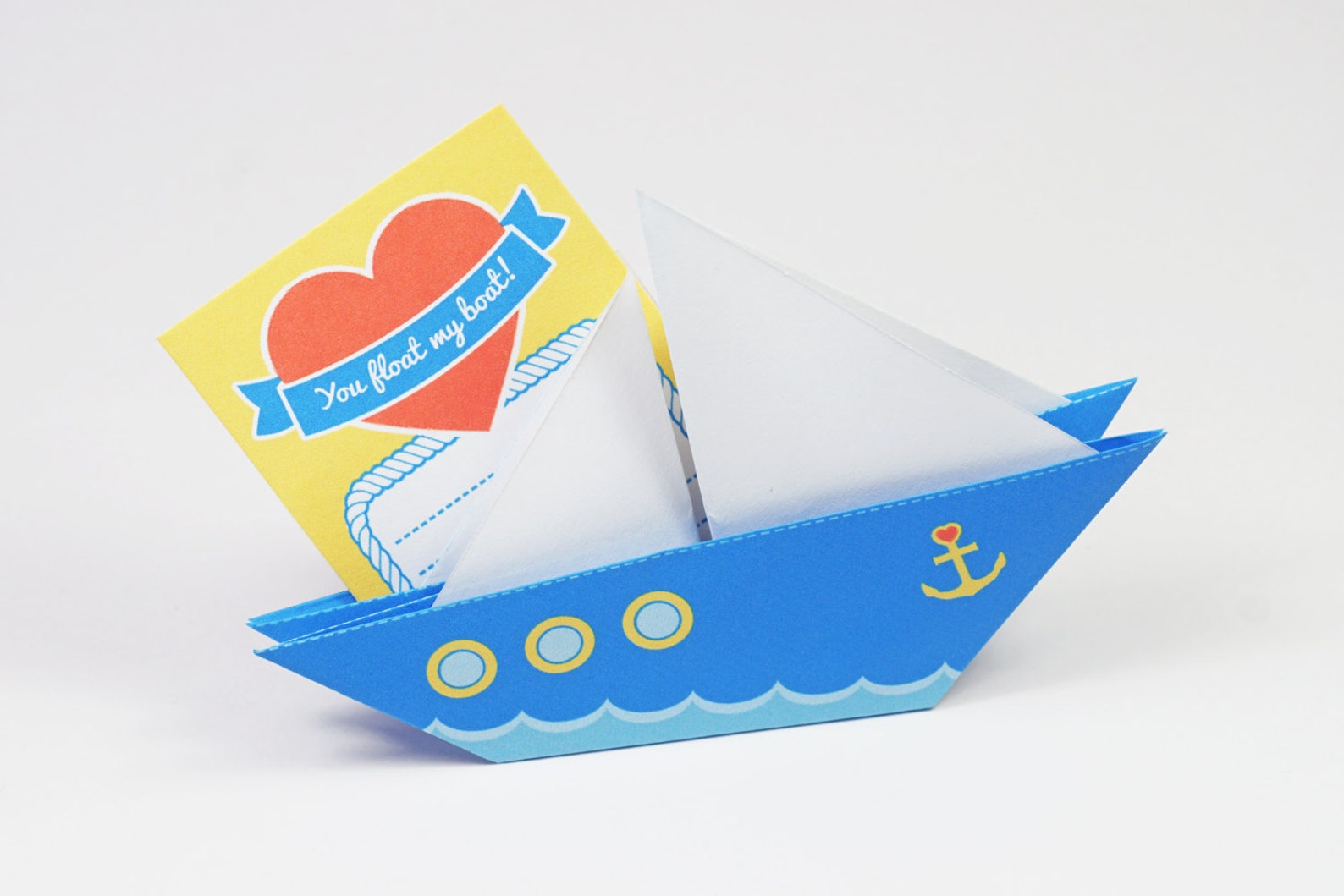 Printable DIY Origami Paper Love Boat Card - Etsy
