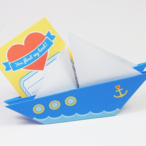 Printable DIY Origami Paper Love Boat Card - Etsy