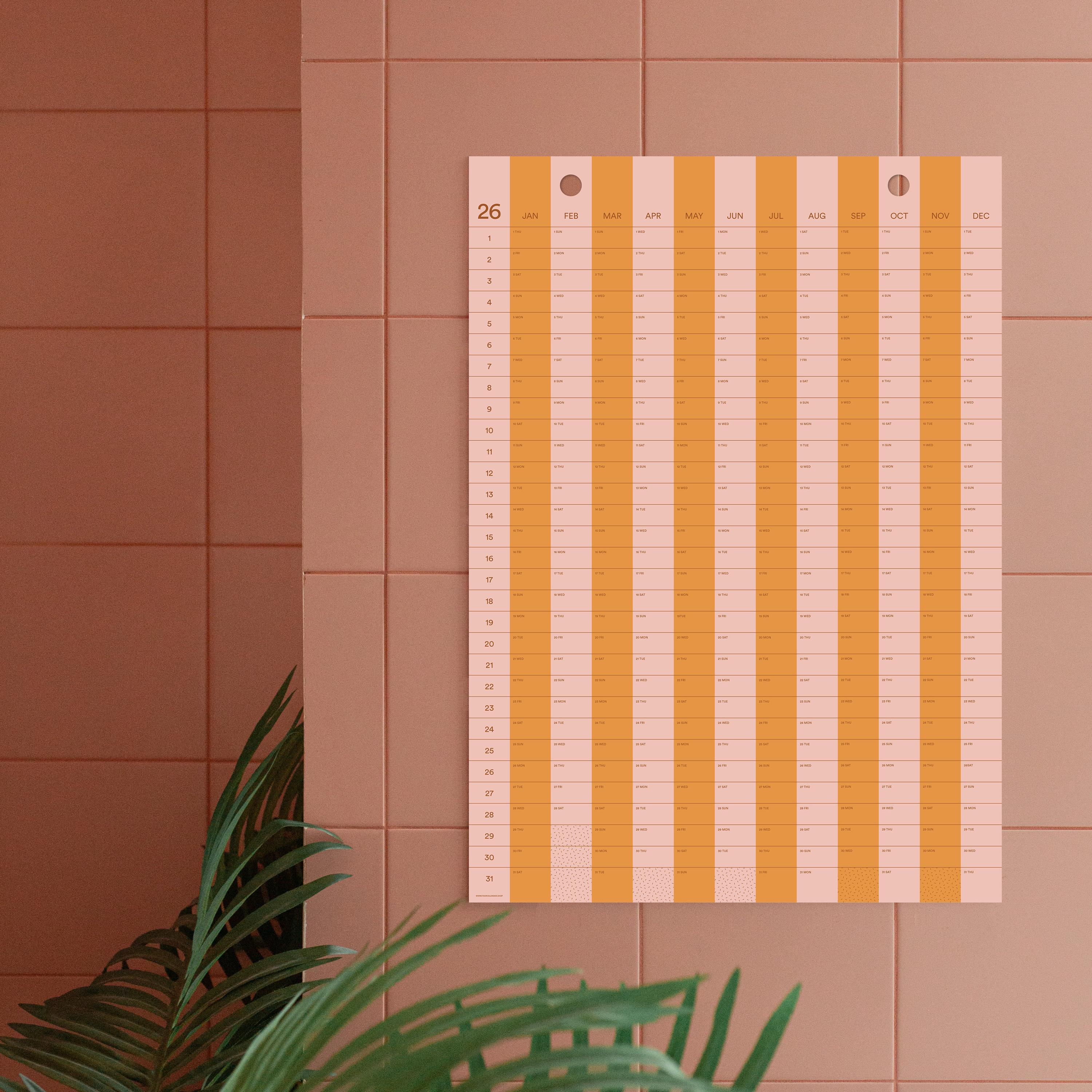 2026 Striped Wall Planner | Large Format Year Calendar - Etsy