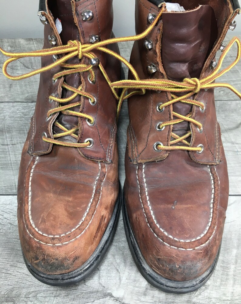 Vintage Red Wing 8249 Mens Brown Leather Roughneck Work Steel Moc Toe ...
