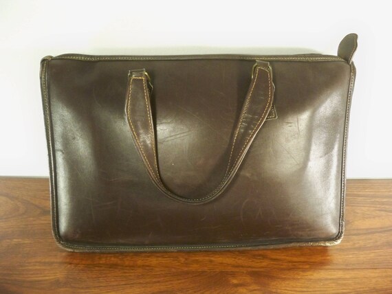 Vintage Lady Atlas Portfolio Attache Brown Soft Leath… - Gem