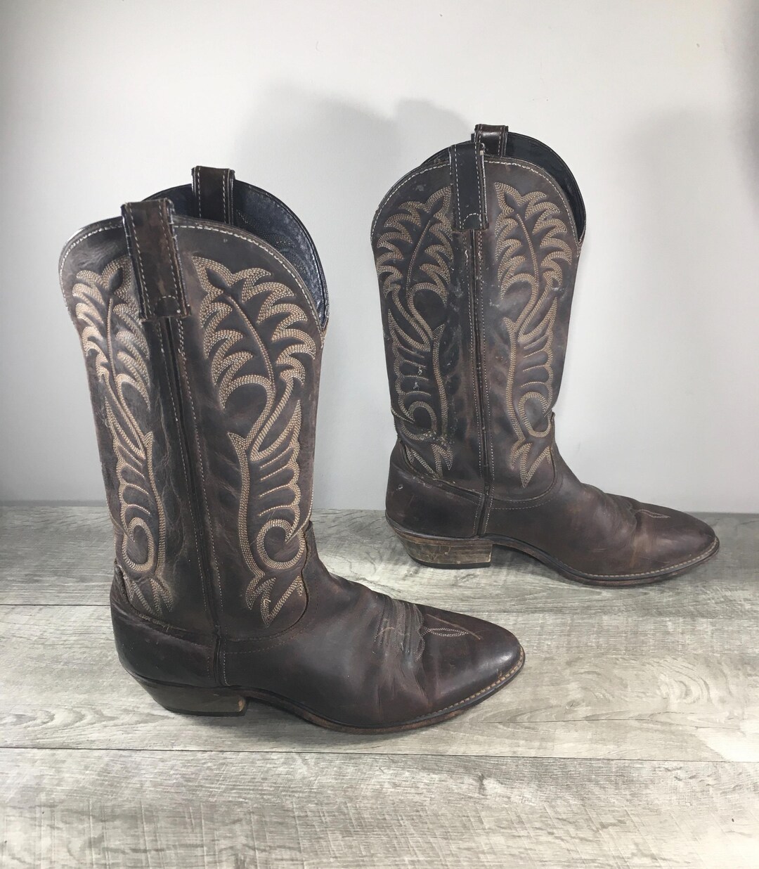 Vintage Code West Brown Distressed Leather Cowboy Western Men’s Boots ...