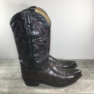 Vintage Dan Post DP26619 Brown Mens Leather Cowboy Western Roper Boots ...
