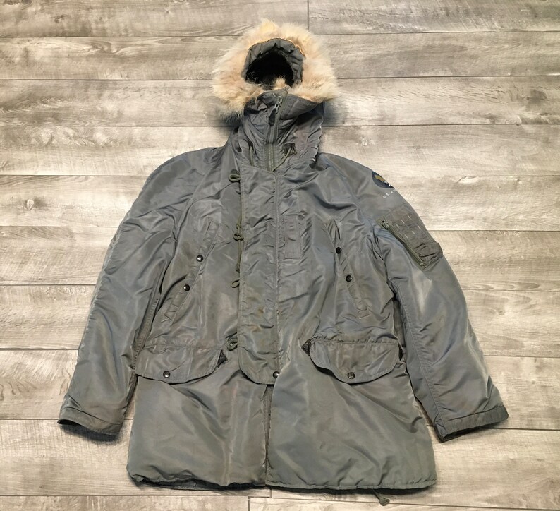 Vintage 60s 70s N-3B US Air Force Flying Parka Snorkel Green Jacket ...