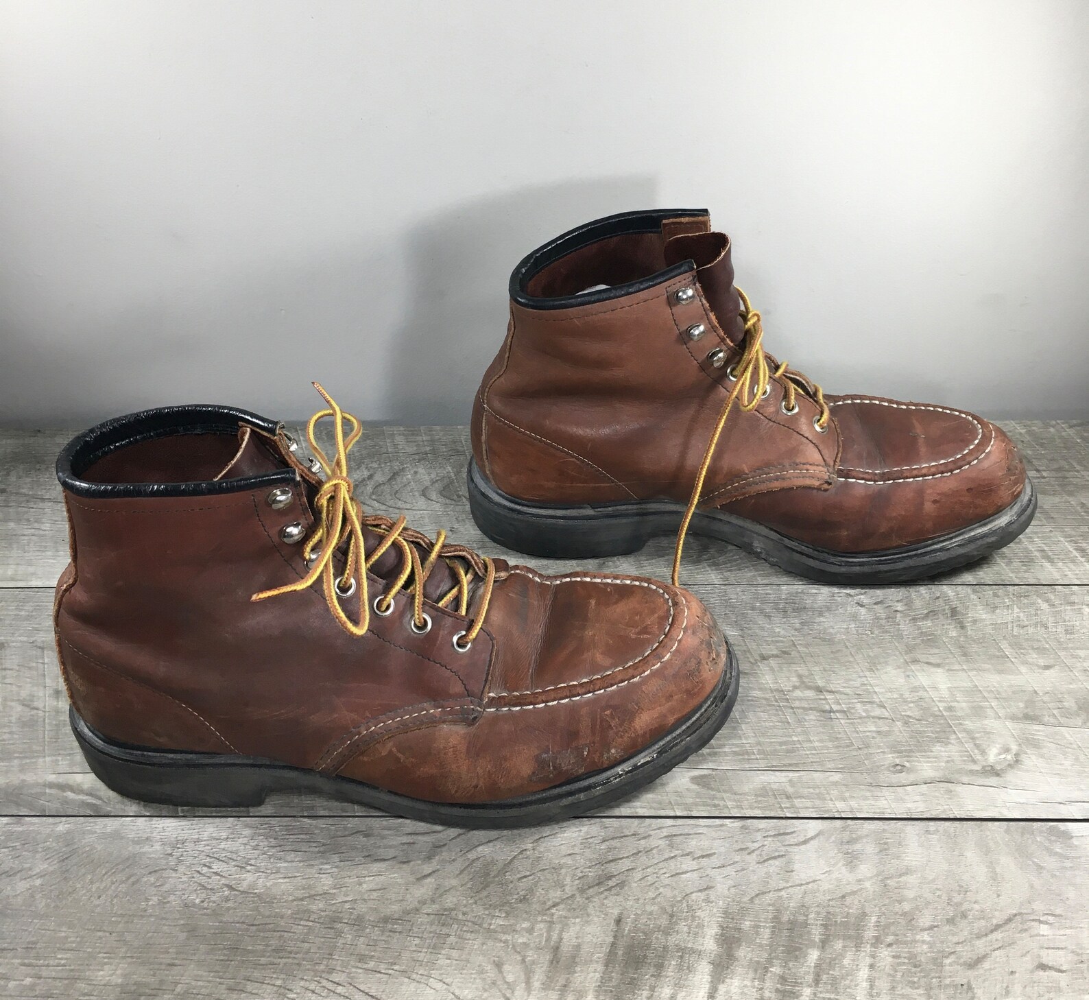 Vintage Red Wing 8249 Mens Brown Leather Roughneck Work Steel Moc Toe ...