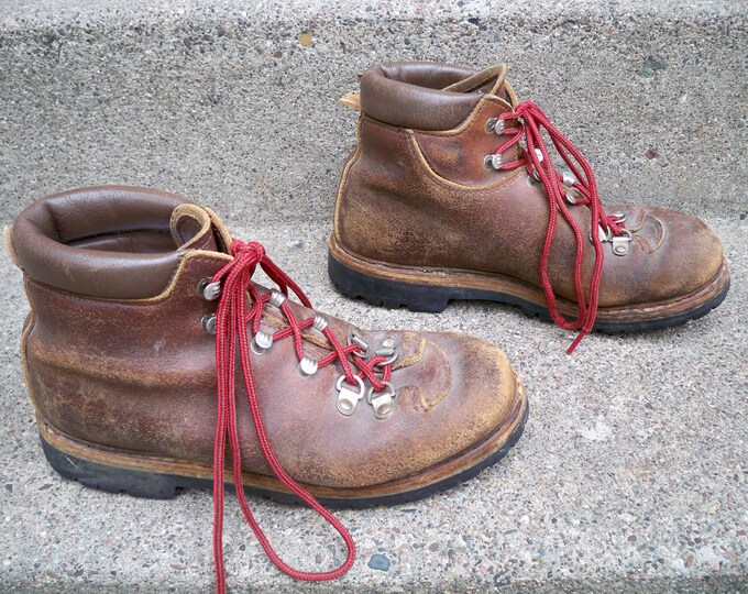 Vintage Raichle Hiking Boots Brown Stomper Mountaineering Leather ...