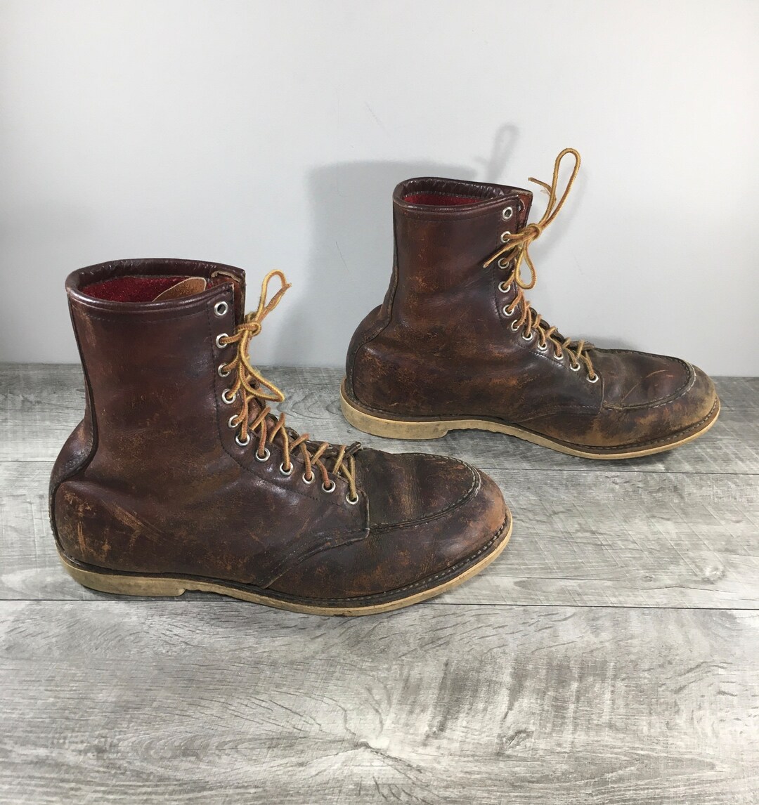 Vintage Red Wing Mens Leather Insulated Soft Moc Toe Work Hunting Boots ...