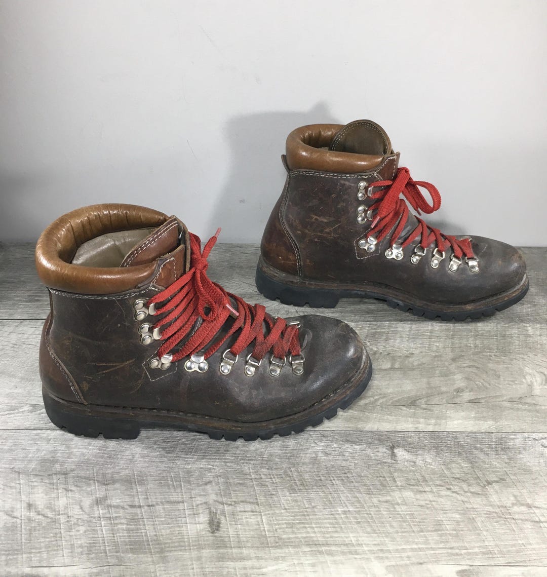Vintage Raichle Brown All-leather Brown Mountain Hiking Red Lace Men’s ...