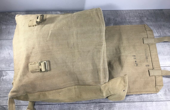 Vintage WWII WW2 Era Army Canvas Rucksack Backpack Fi… - Gem