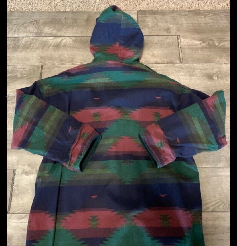 Vintage Southwestern Aztec Pattern Reversible Hooded Wool Coat | Etsy