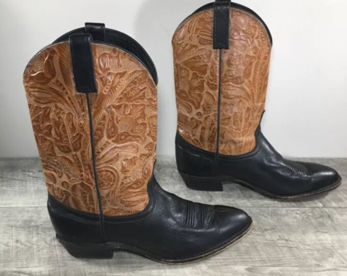 Vintage Acme Cowboy Boots Gene Autry Blue Bird Flowers Womens 8.5 - Etsy