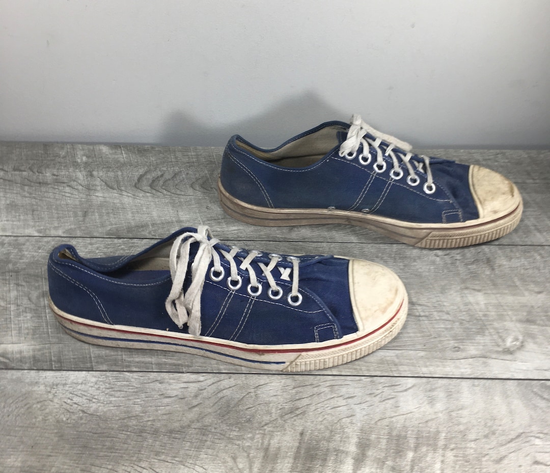 Vintage Trax Mens Low Top Dark Blue Canvas Shoes Sneakers Kicks ...