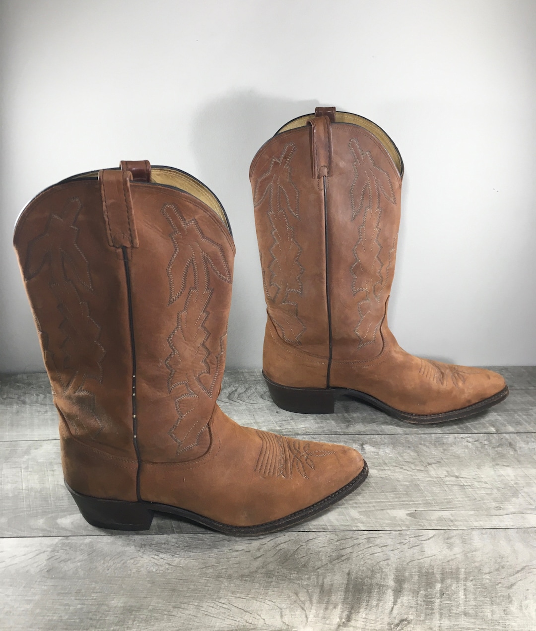 Vintage Dan Post Marlboro Brown Leather Cowboy Men's Western Rancher ...