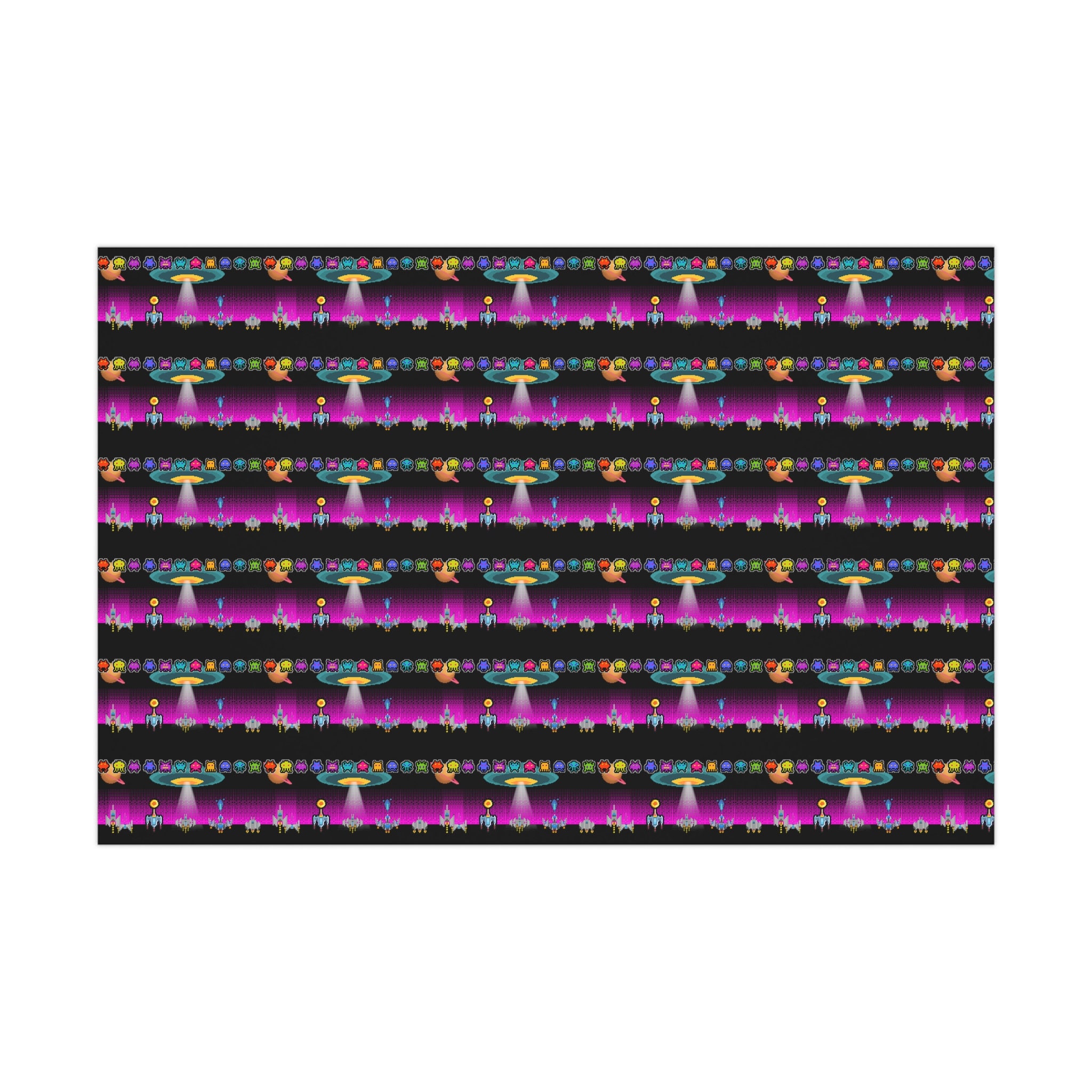 Retro Pixelated 80s Alien Video Game Wrapping Paper - Nostalgic Arcade ...