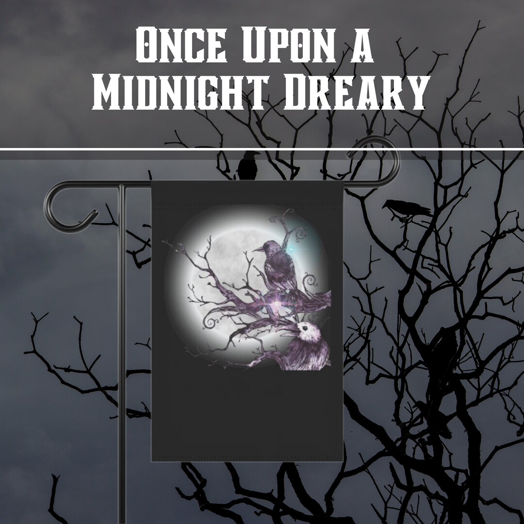Elegant Darkness: Raven and Full Moon Garden Flag With a Touch of ...
