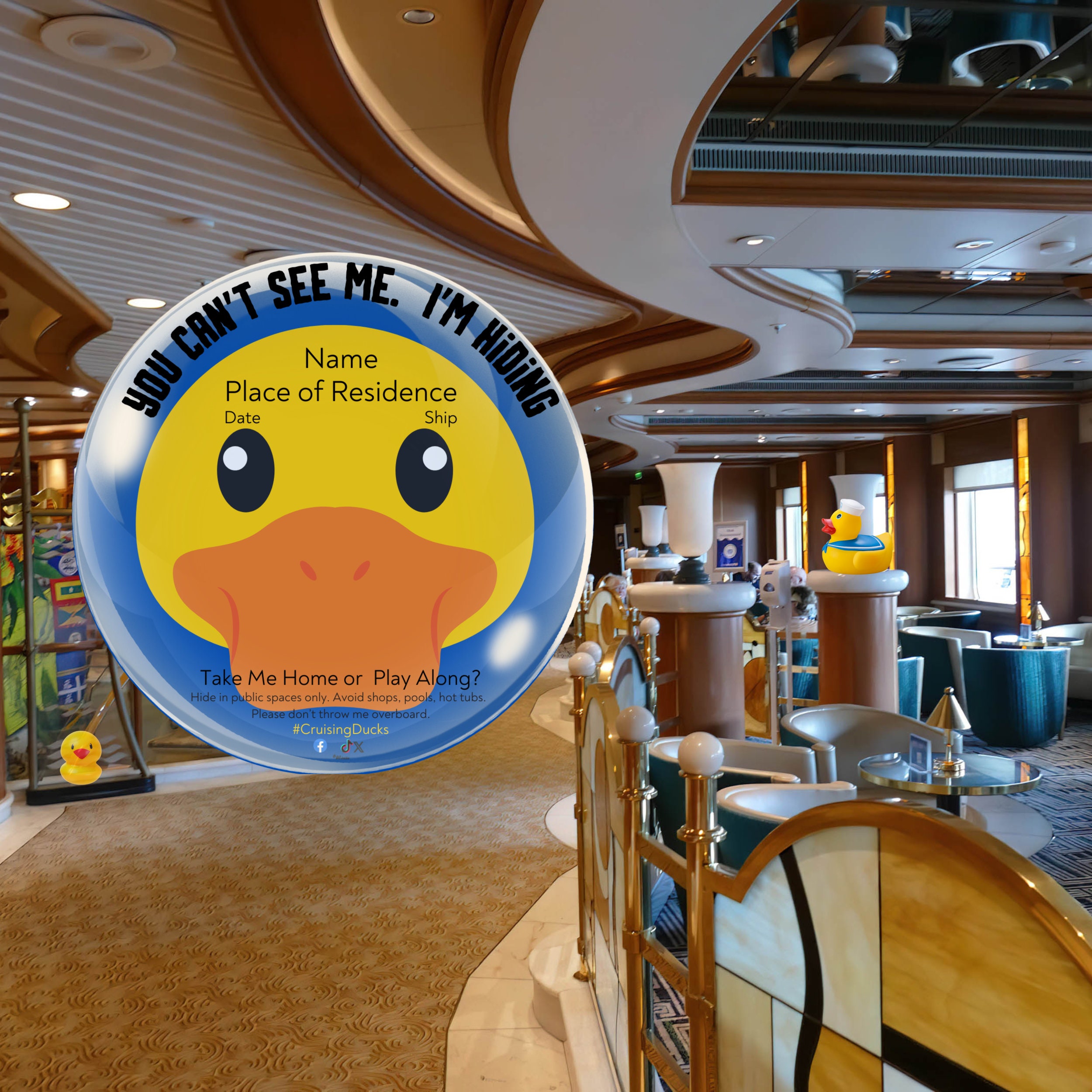 Editable Hiding Duck Cruising Ducks Tag Stickers Cruise Ship Rubber ...